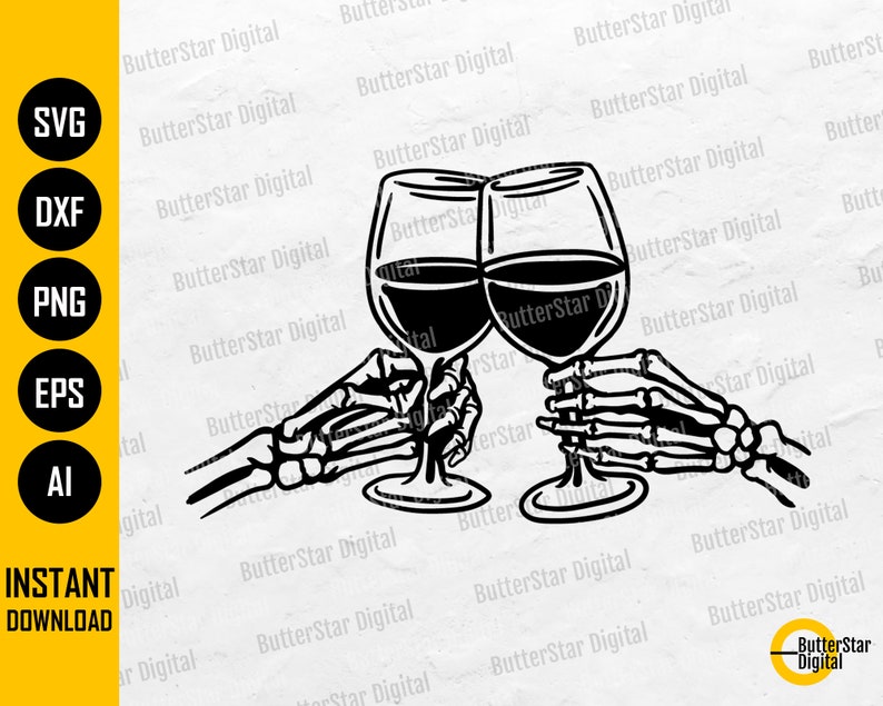 Skeleton Wine Toast SVG Alcohol SVG Party Decal T-shirt - Etsy
