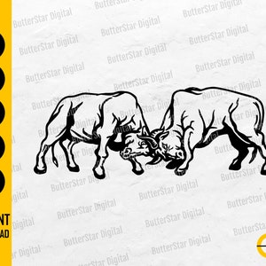 Bulls Fighting SVG | Horns Interlocked SVG | Butt Heads SVG | Cricut ...