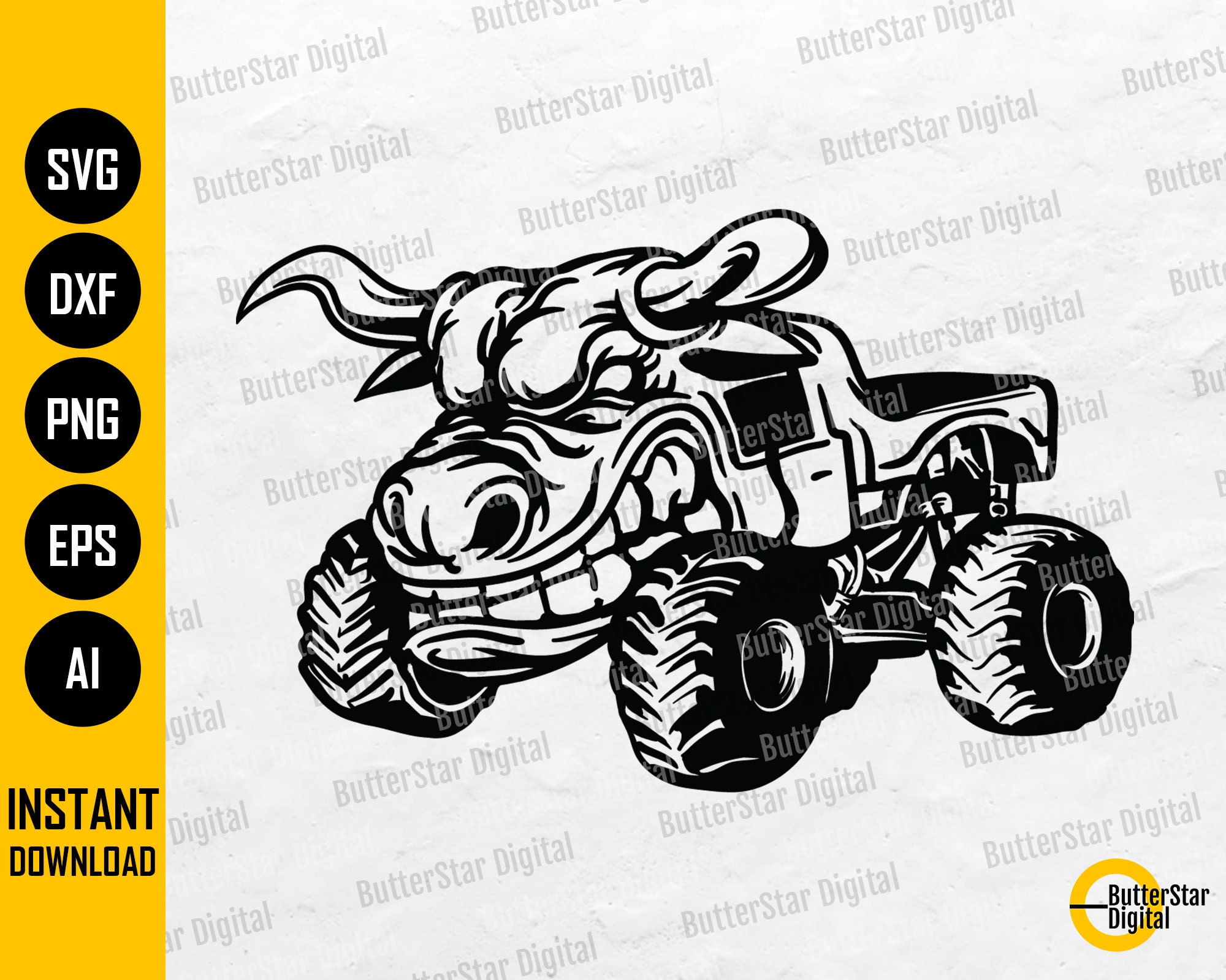 Bull Monster Truck SVG | Muscle Car SVG | 4x4 off Road Vehicle | Cricut ...