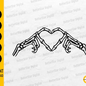 Skeleton Finger Heart Sign SVG | Bones Tattoo Decal T-shirt Sticker ...
