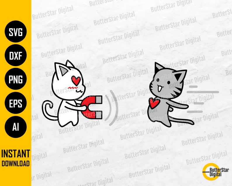 Love Magnet SVG | Funny Kitty Cat Design Card Gift Decal Decor Sticker ...