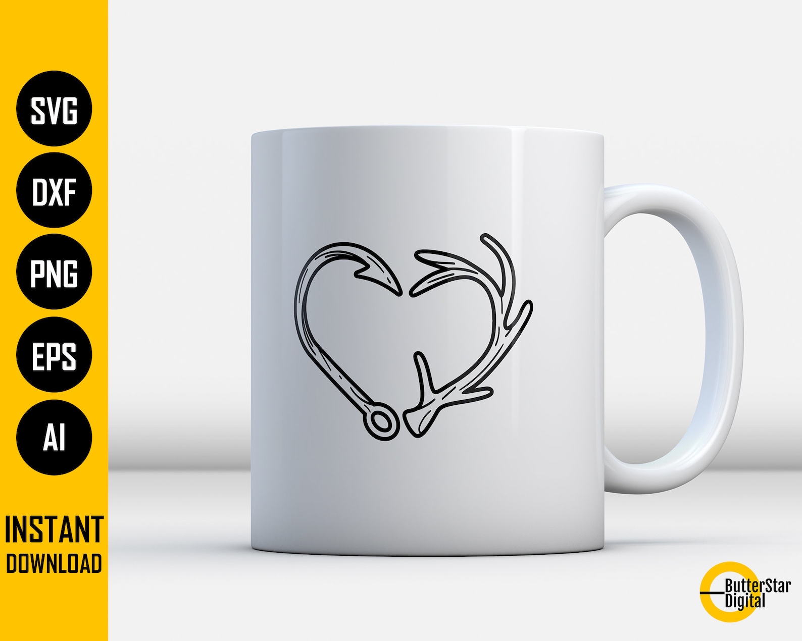 Fishing Hook Antler Heart SVG Hunting SVG Hunter Shirt | Etsy