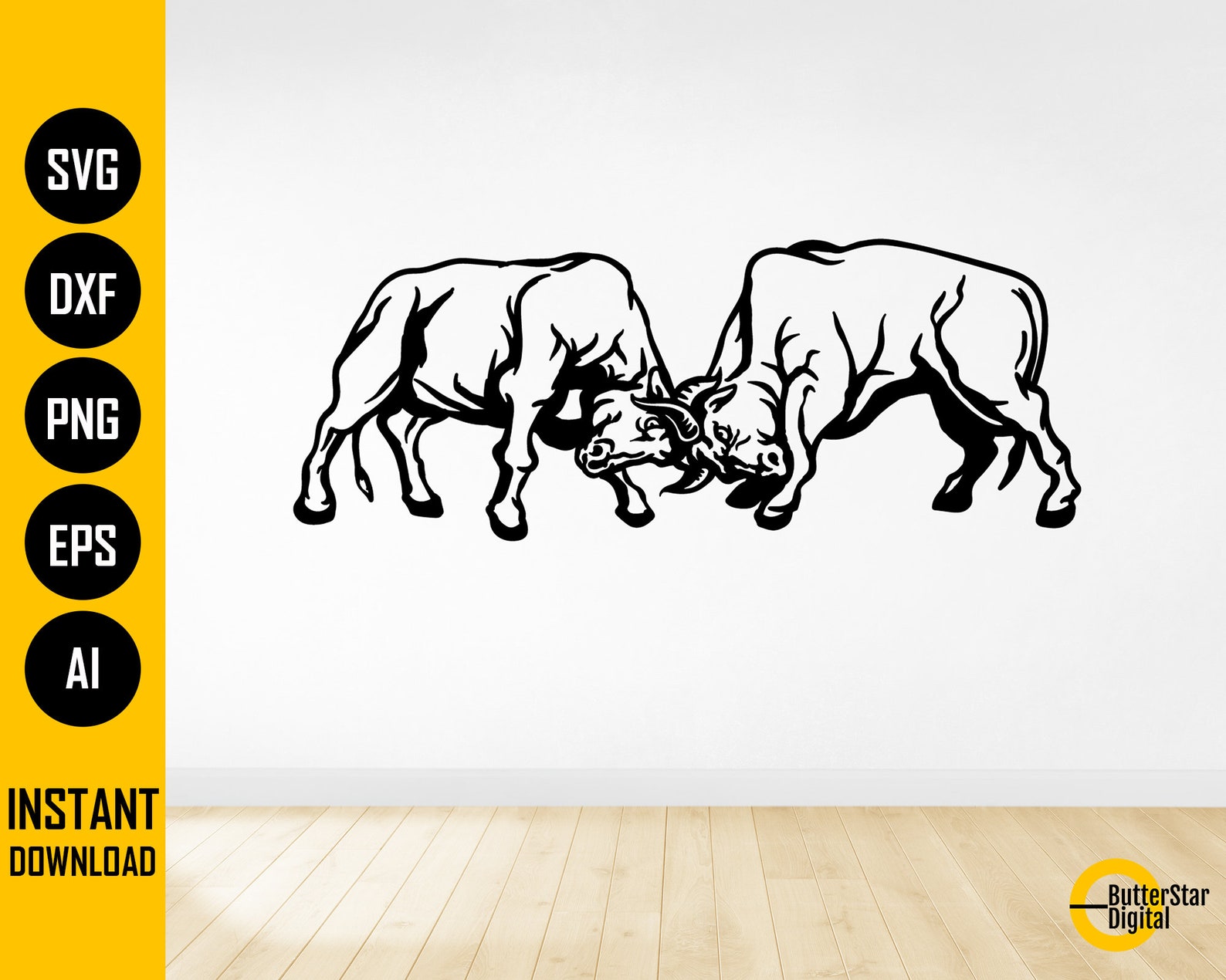 Bulls Fighting SVG Horns Interlocked SVG Butt Heads SVG - Etsy