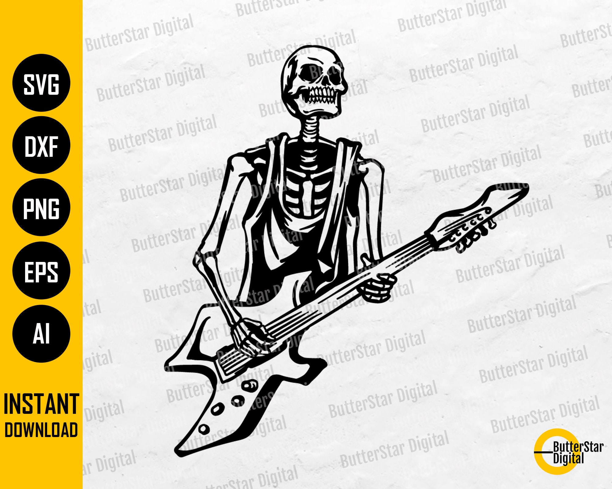 Guitarrista Skeleton SVG / Punk Rock SVG / Guitarra SVG / - Etsy México