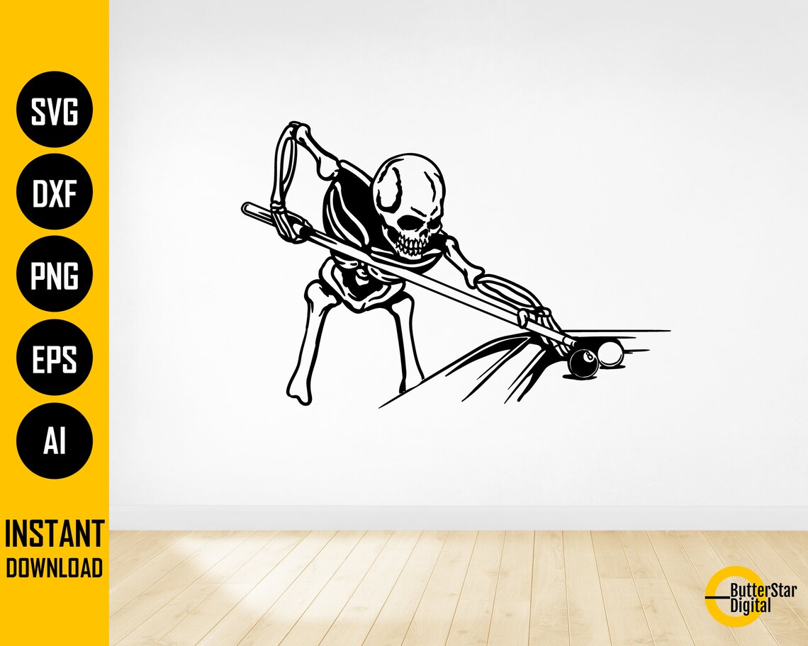 Skeleton Billiard Player SVG | Billiards SVG | Eight Ball SVG | Pool ...