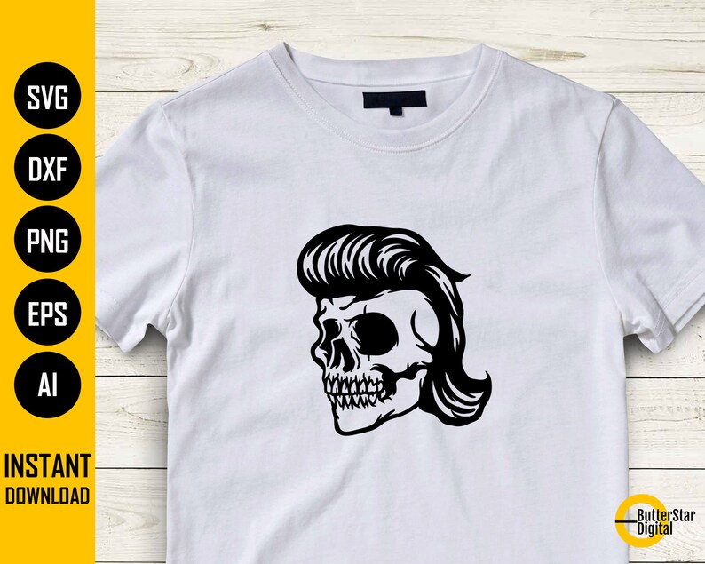 Mullet Skull SVG | Funny Skeleton T-shirt Decal Vinyl Graphics | Cricut ...