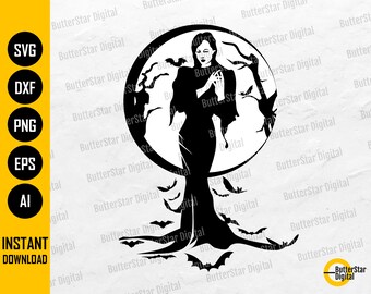 PNG SVG File Female Vampire Girl Horror Stencil Silhouette - Etsy