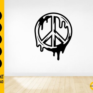 Melting Peace Sign SVG | Hippie Tattoo Decal T-shirt Sticker Wall Art ...