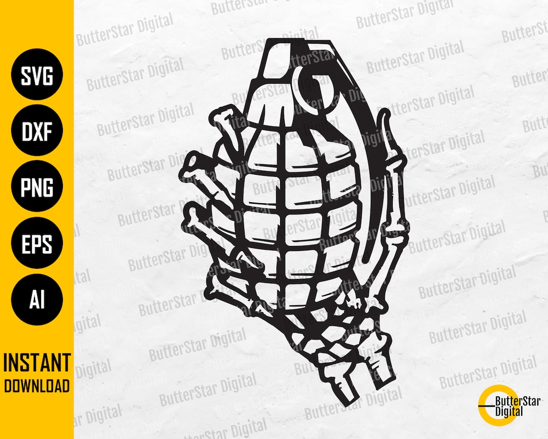 Skeleton Hand Grenade SVG Army Military War Weapon Bomb Death Explosive ...