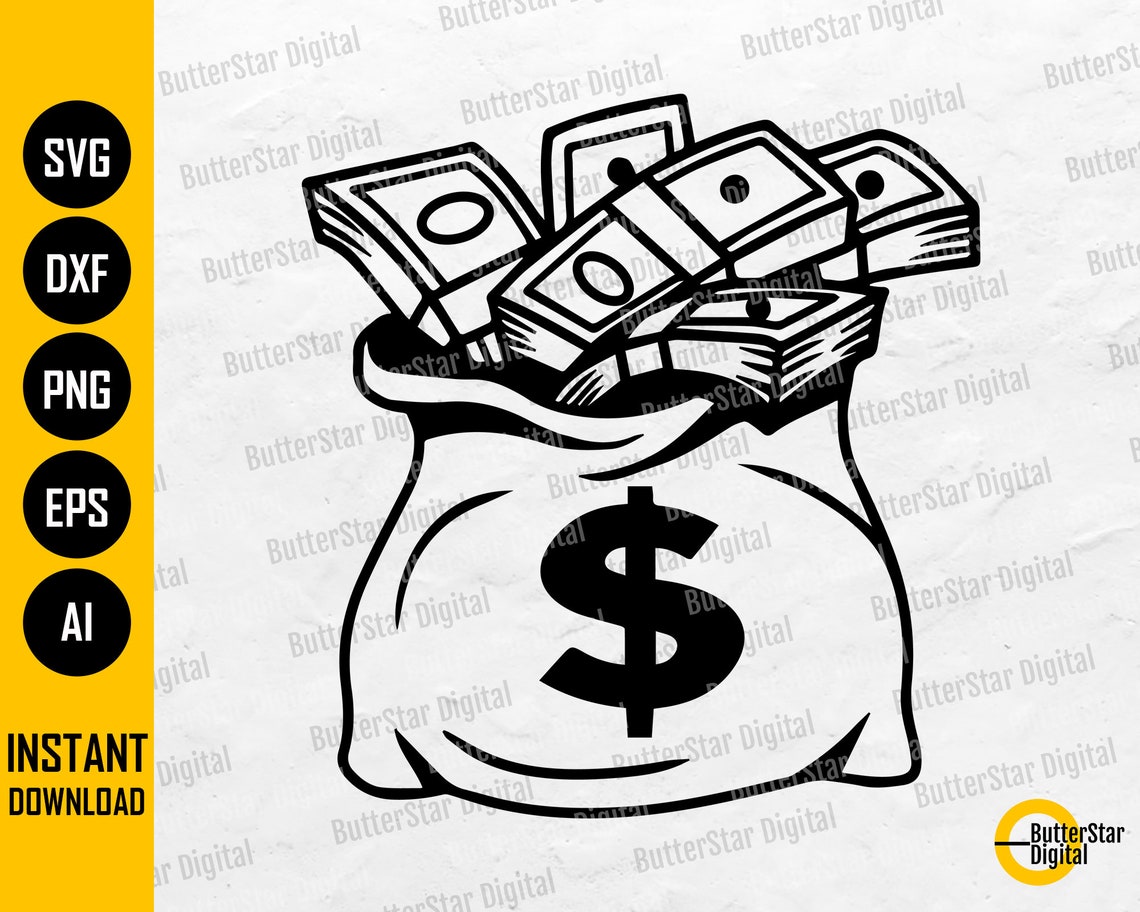 Money Bag With Dollar Sign SVG Cash SVG Currency SVG | Etsy