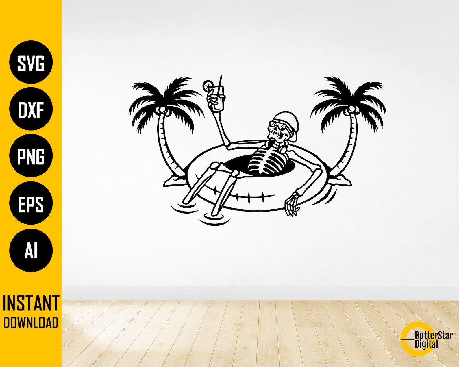 Skeleton Floating SVG | Beach SVG | Tropical SVG | Summer Surf Sun Sand ...