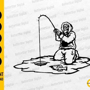 Ice Fishing SVG | Winter Fishing Gift Drawing Stencil Vinyl Graphics ...