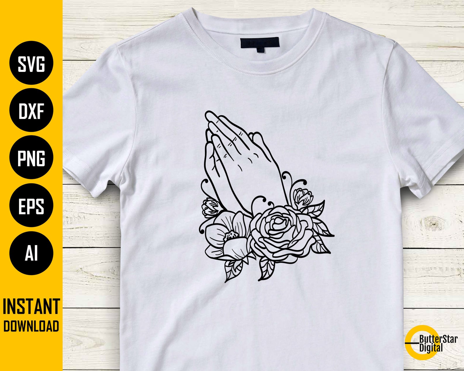 Floral Praying Hands SVG Christian SVG Prayer SVG Pray - Etsy