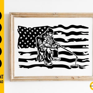 US Ice Fishing SVG | American Ice Fisher SVG | Winter Illustration ...