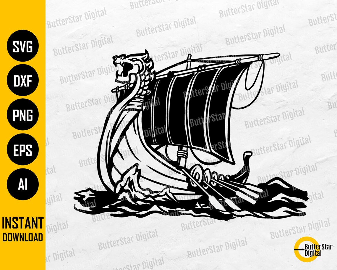Viking Ship SVG | Dragon Boat SVG | Ancient Nordic Sail Journey Sailing ...