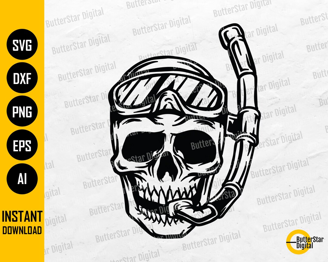 Snorkeling Skull SVG | Scuba Diver SVG | Free Diving SVG | Dive ...