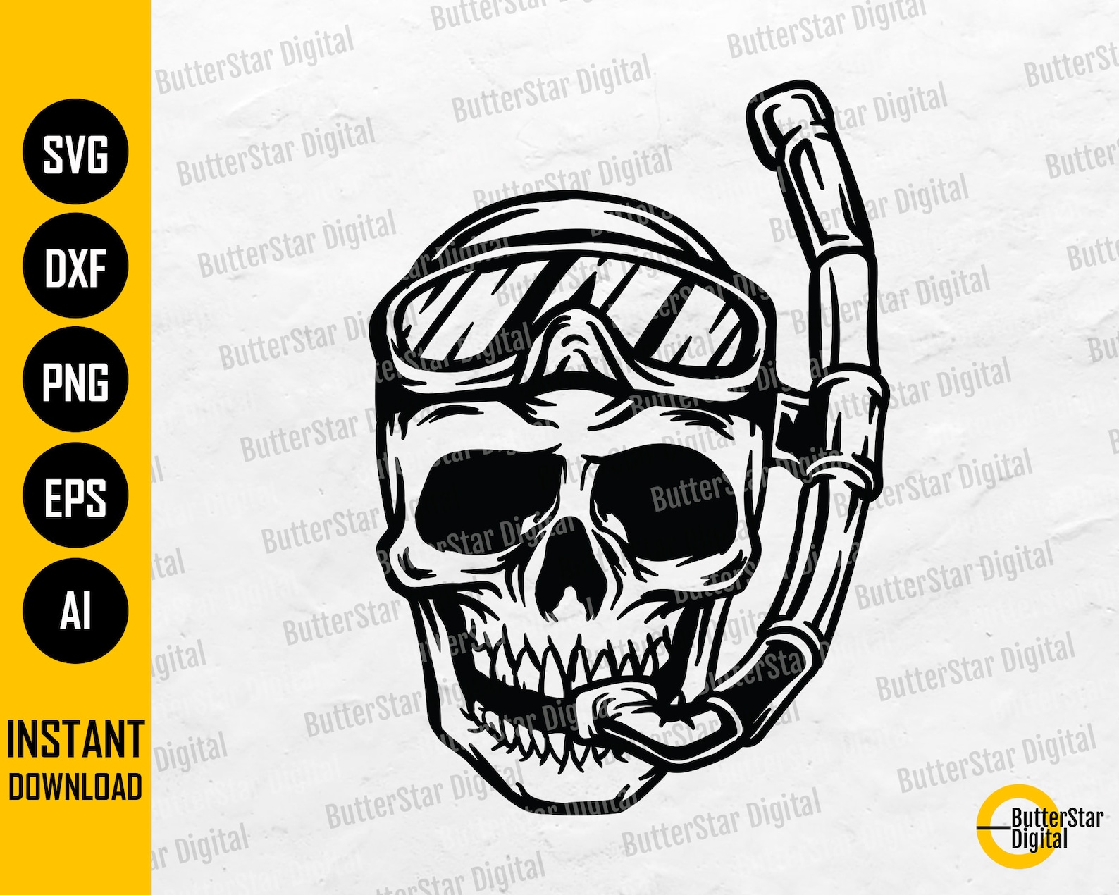 Snorkeling Skull SVG | Scuba Diver SVG | Free Diving SVG | Dive ...