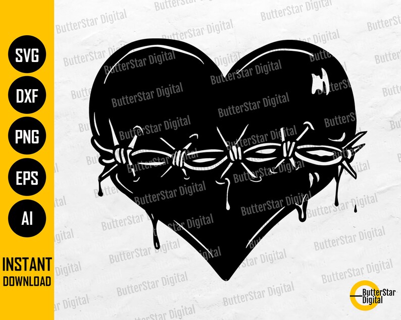Heart With Barbed Wire SVG Love Decal T-shirt Sticker Art - Etsy