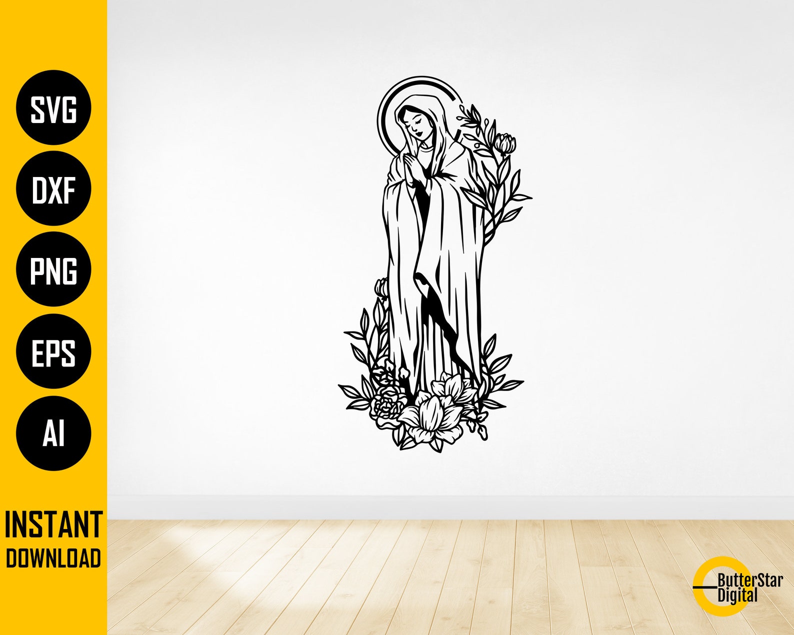 Praying Virgin Mary SVG | Mary Mother of Jesus SVG | Nuestra Señora De ...