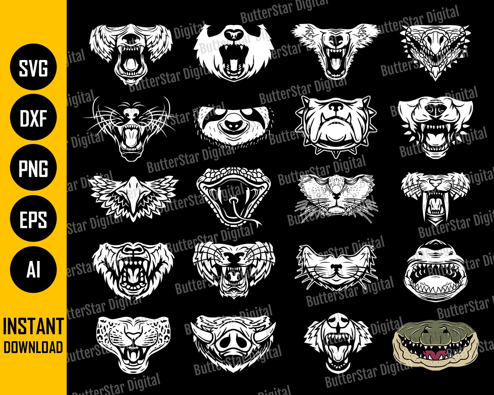 Animals BUNDLE Face Mask SVG Wild Facemask Roar Mouth | Etsy