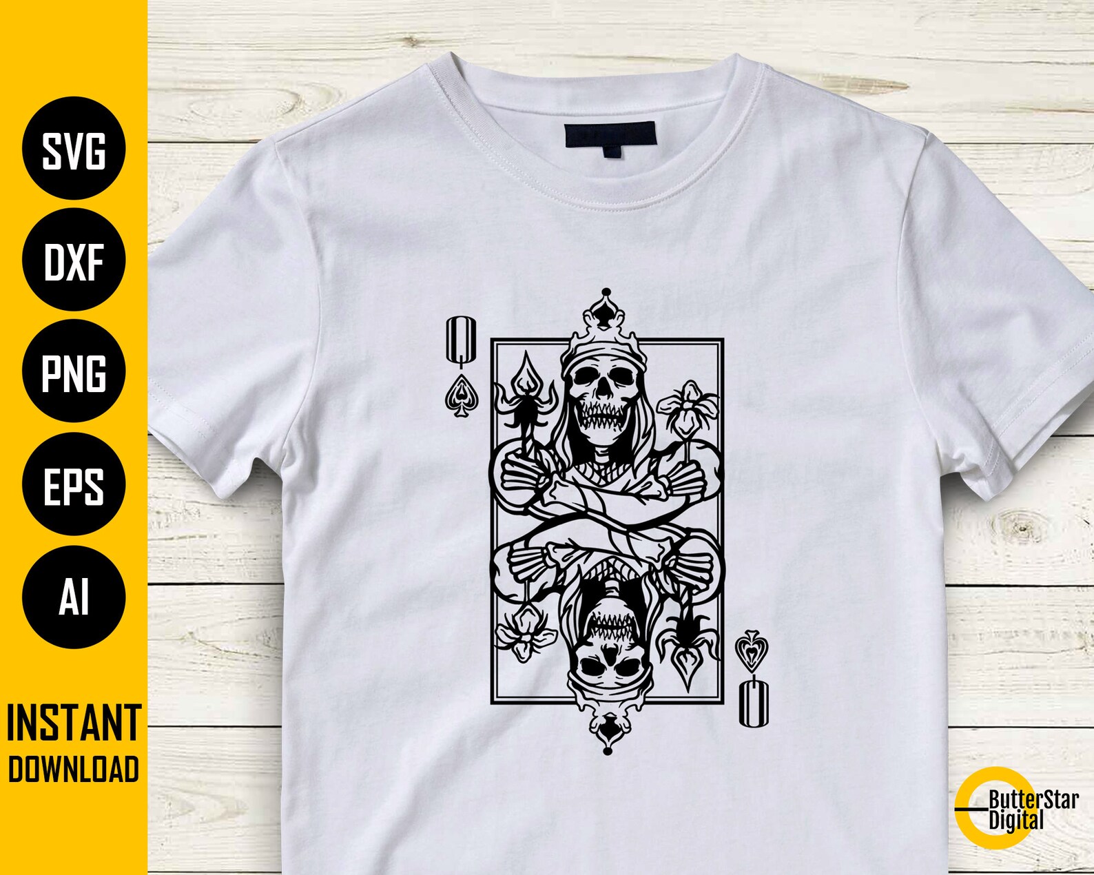 Skeleton Queen of Spades SVG Gothic Playing Cards Decal - Etsy