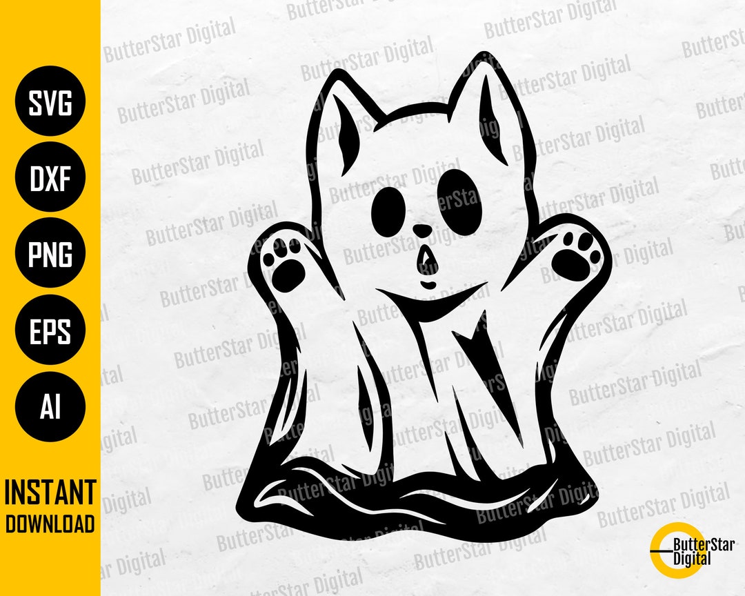 Ghost Cat SVG | Cute Halloween Decoration Decor T-shirt Sticker Decals ...