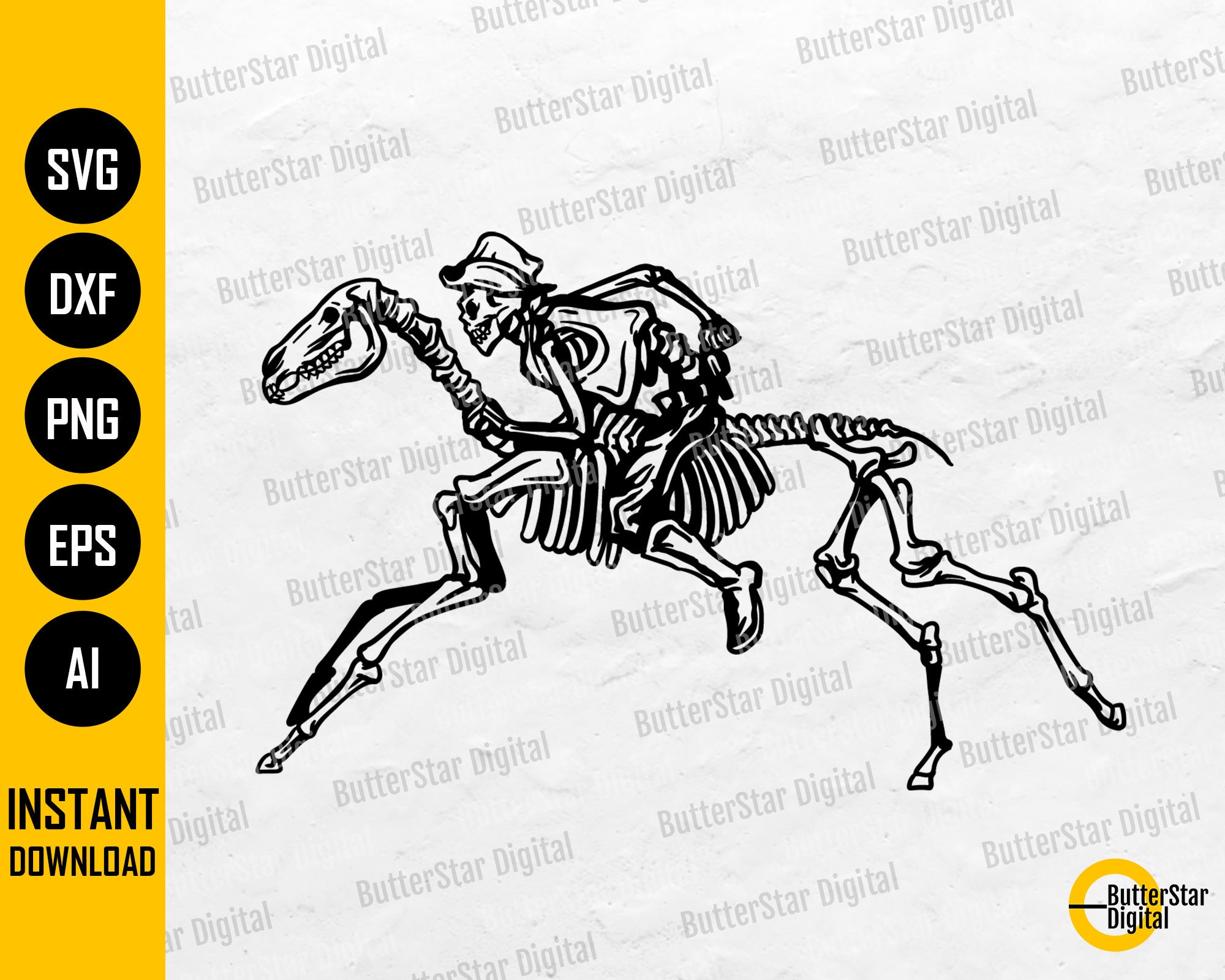 Skeleton Riding Horse SVG | Cowboy SVG | Western Decals Wall Art ...