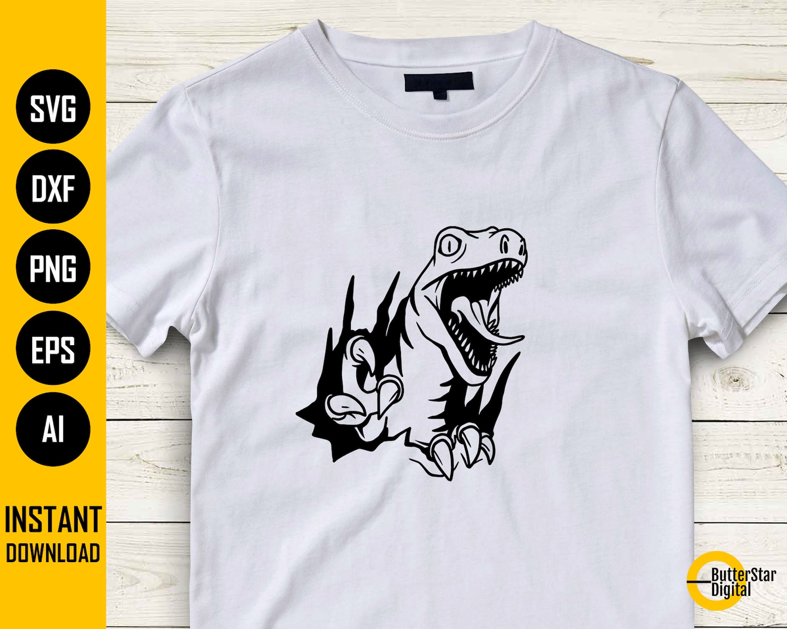 Raptor in the Wall SVG | Velociraptor SVG | Dinosaur Decals Wall Art ...
