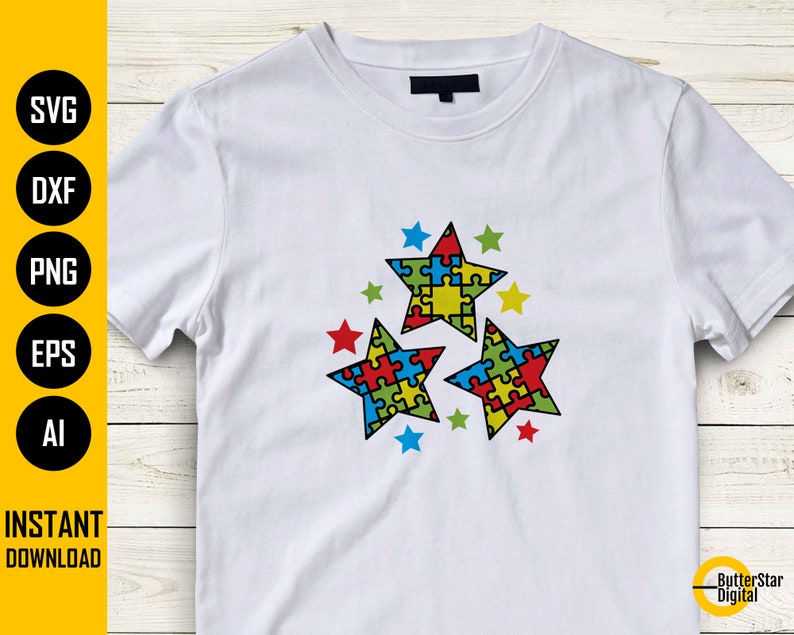 Autism Stars SVG | Autism Awareness SVG | Puzzle Pieces SVG | Cricut ...