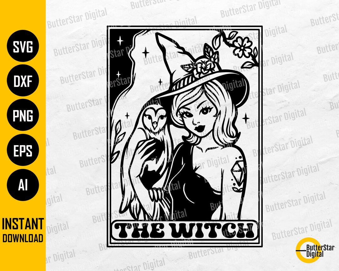 The Witch Tarot Card SVG Cute Halloween SVG Evil Sorcery Dark Black ...