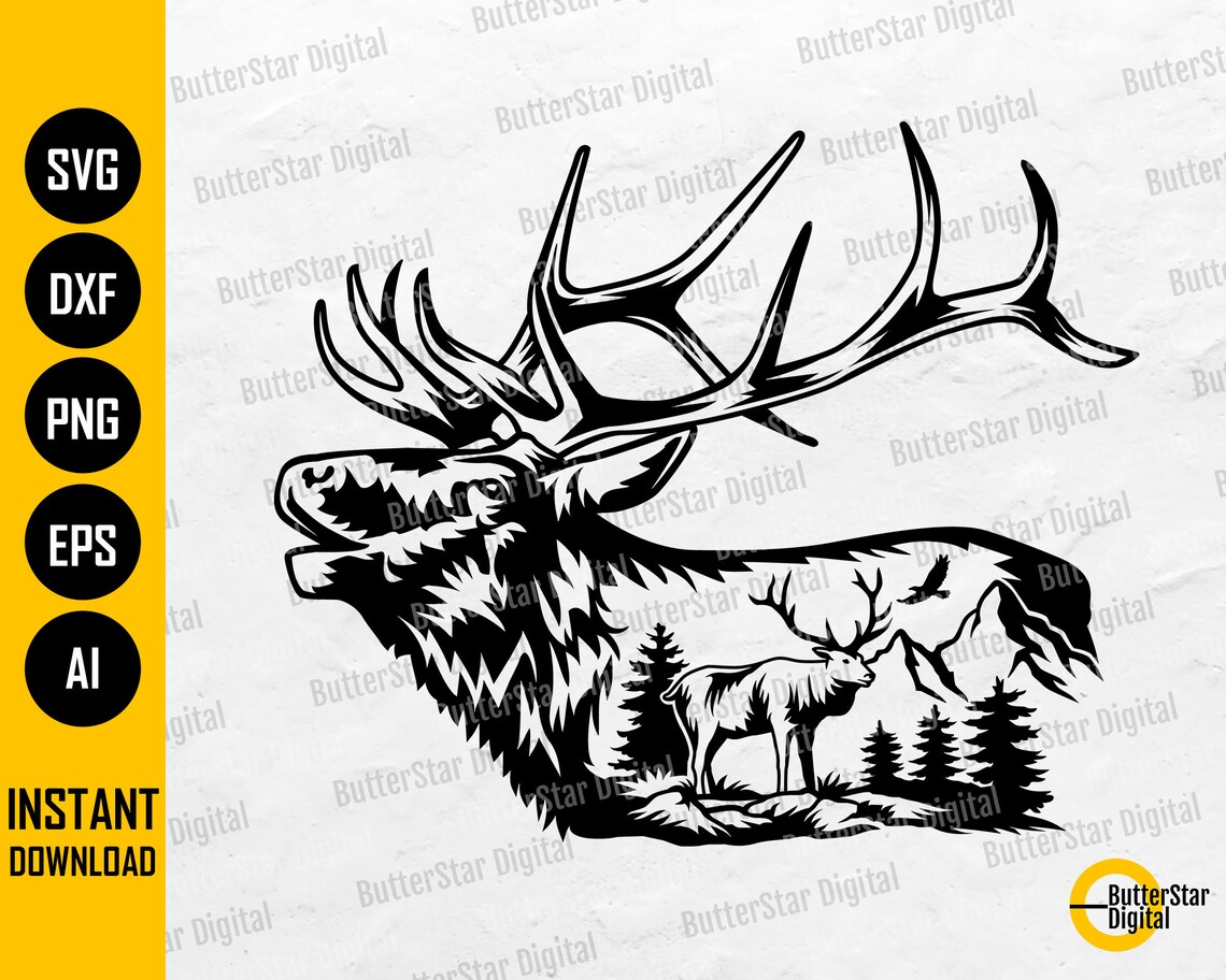 Elk Deer SVG Hunting SVG Animal T-shirt Decals Stickers - Etsy