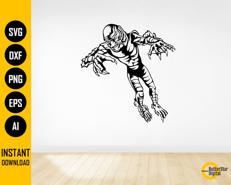 Humanoid Sea Creature SVG Deep Ocean Water Mystery Swim Dive - Etsy