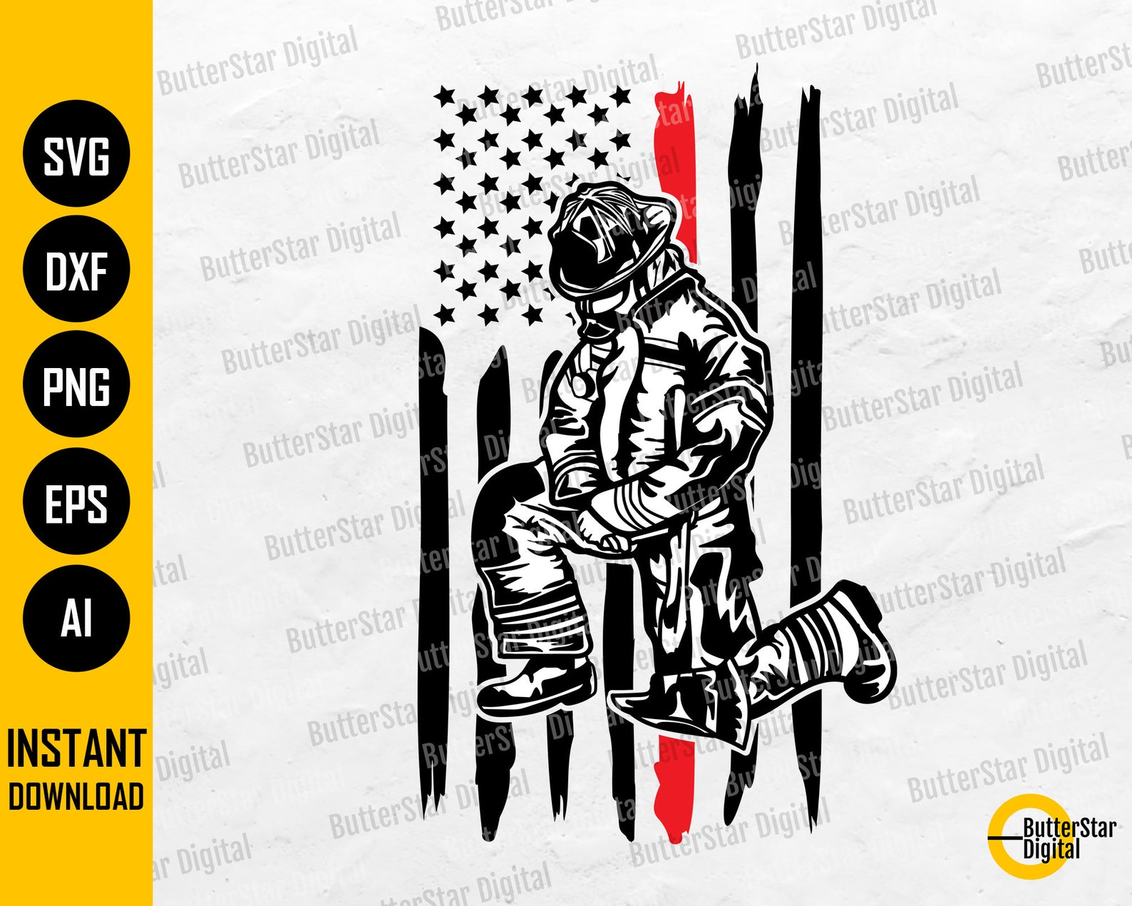 US Firefighter Kneeling SVG | Fallen Firefighter Tribute Svg | USA ...