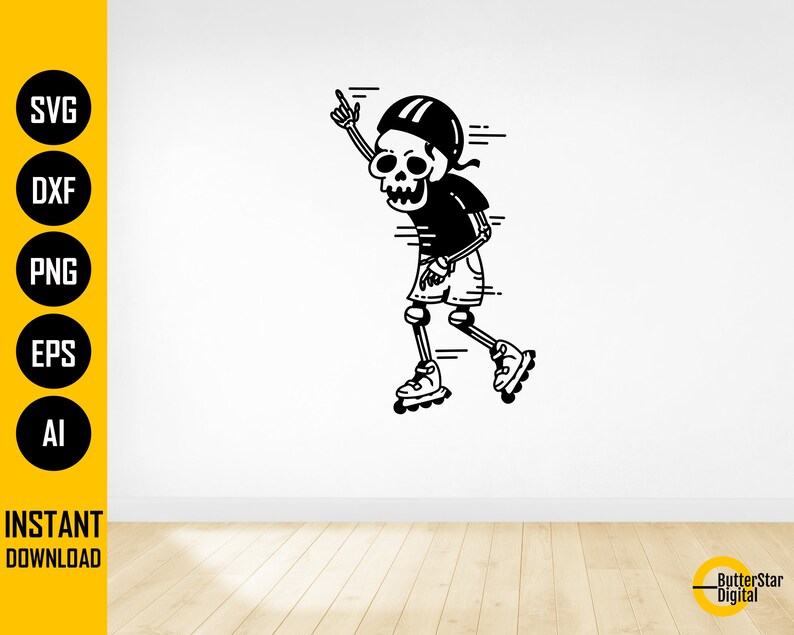 Skeleton Inline Skating SVG | Roller Blades SVG | Roller Skates Shirt ...