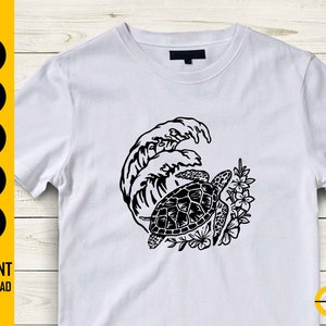 Floral Turtle With Waves SVG | Ocean Animal SVG | Beach SVG | Cricut ...