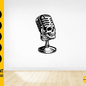 Vintage Microphone Skull SVG | Retro Mic SVG | Radio T-shirt Tattoo ...