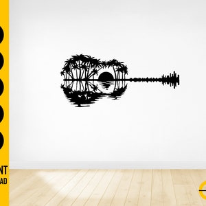 Guitar Palm Trees SVG | Tropical Sticker T-shirt Decals CNC Laser ...