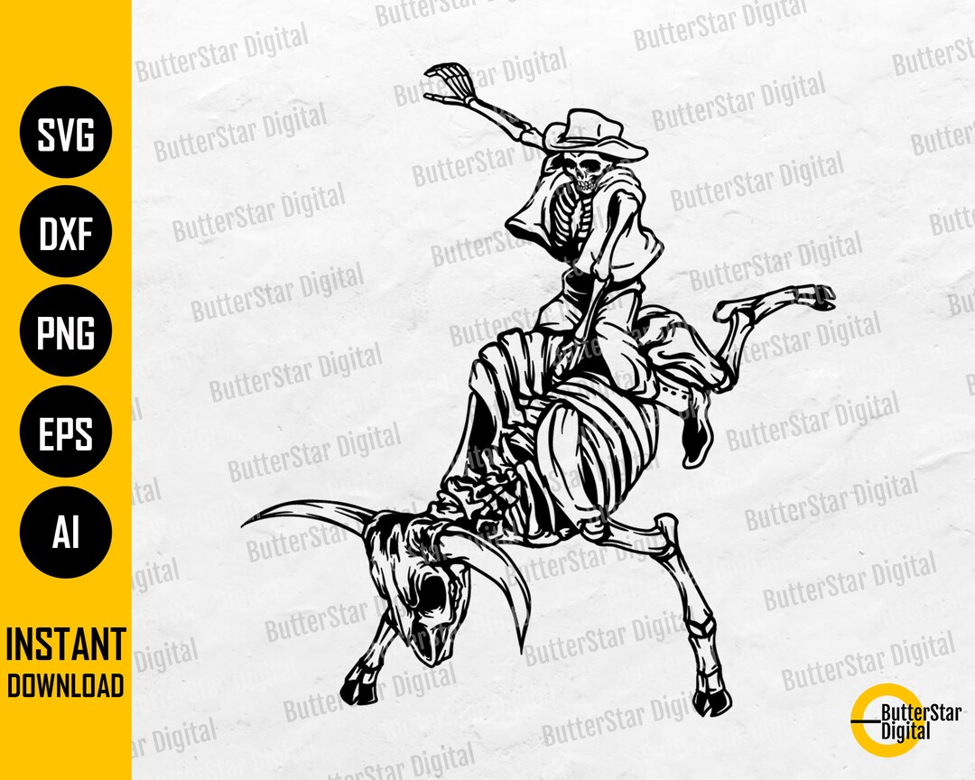 Skeleton Rodeo SVG | Bull Riding SVG | Cowboy SVG | Ranch Western ...