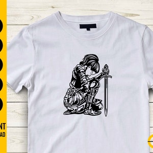 Kneeling Female Knight SVG | Knighthood T-shirt Decal Graphics | Cricut ...