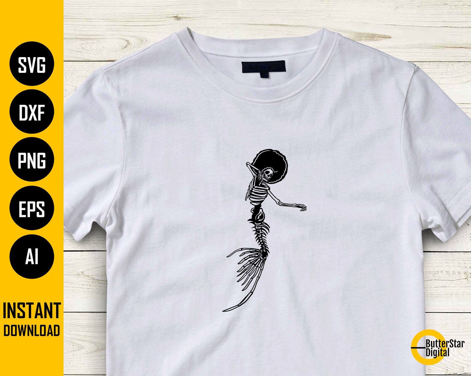 Afro Mermaid Skeleton SVG Gothic SVG Sea Monster SVG - Etsy