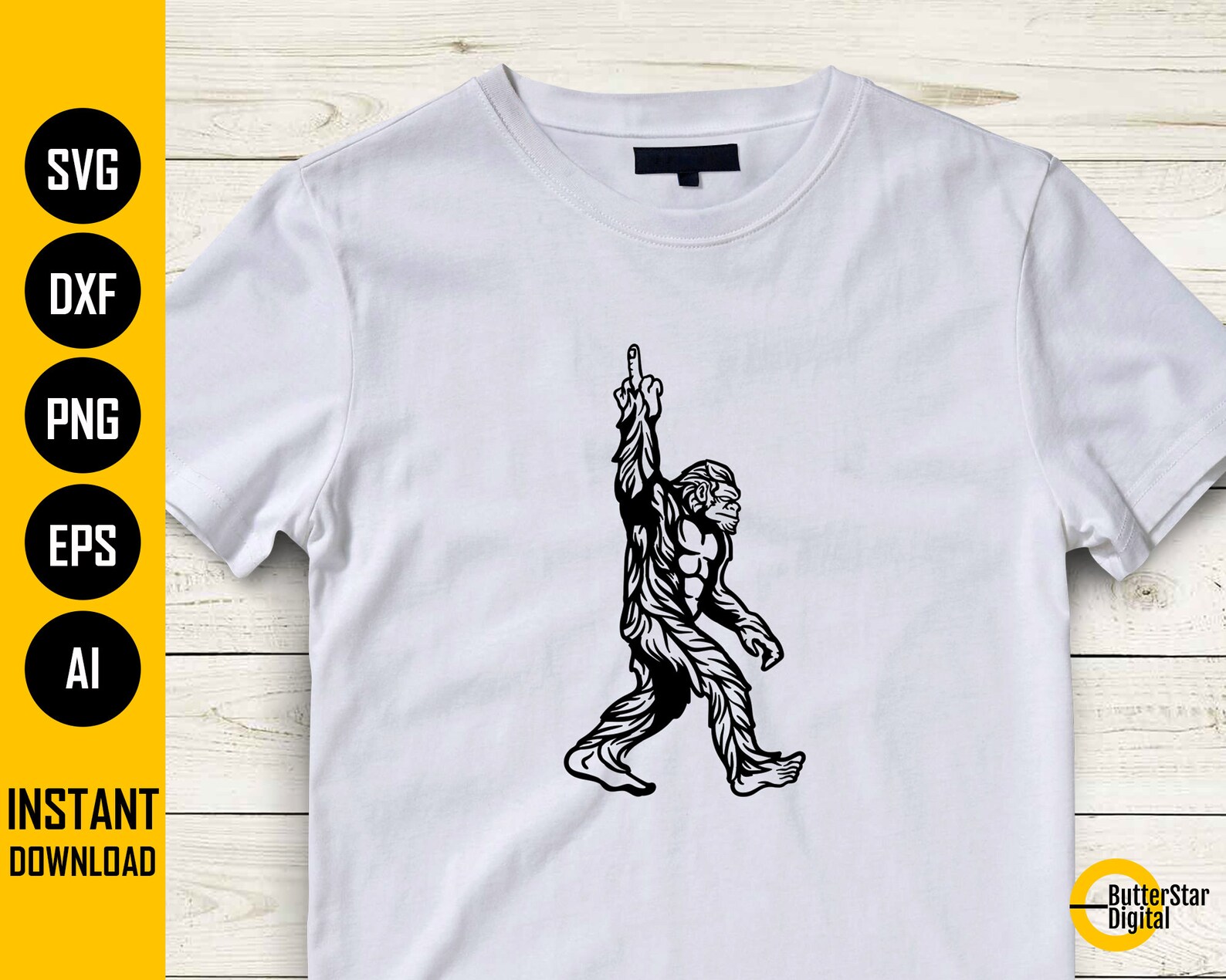 Middle Finger Bigfoot SVG | Big Foot Cut Files | Yeti Monster Giant Ape ...