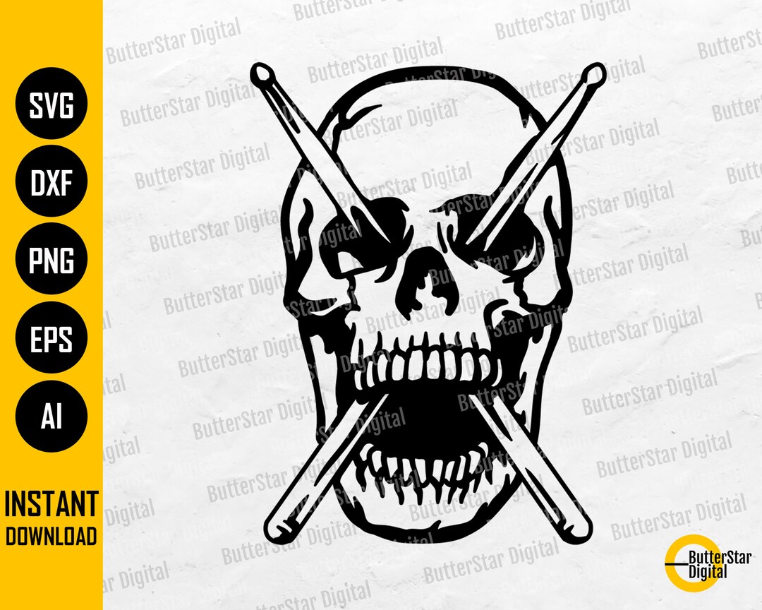 Skull With Drumsticks SVG | Drummer SVG | Rock and Roll SVG | Cricut ...