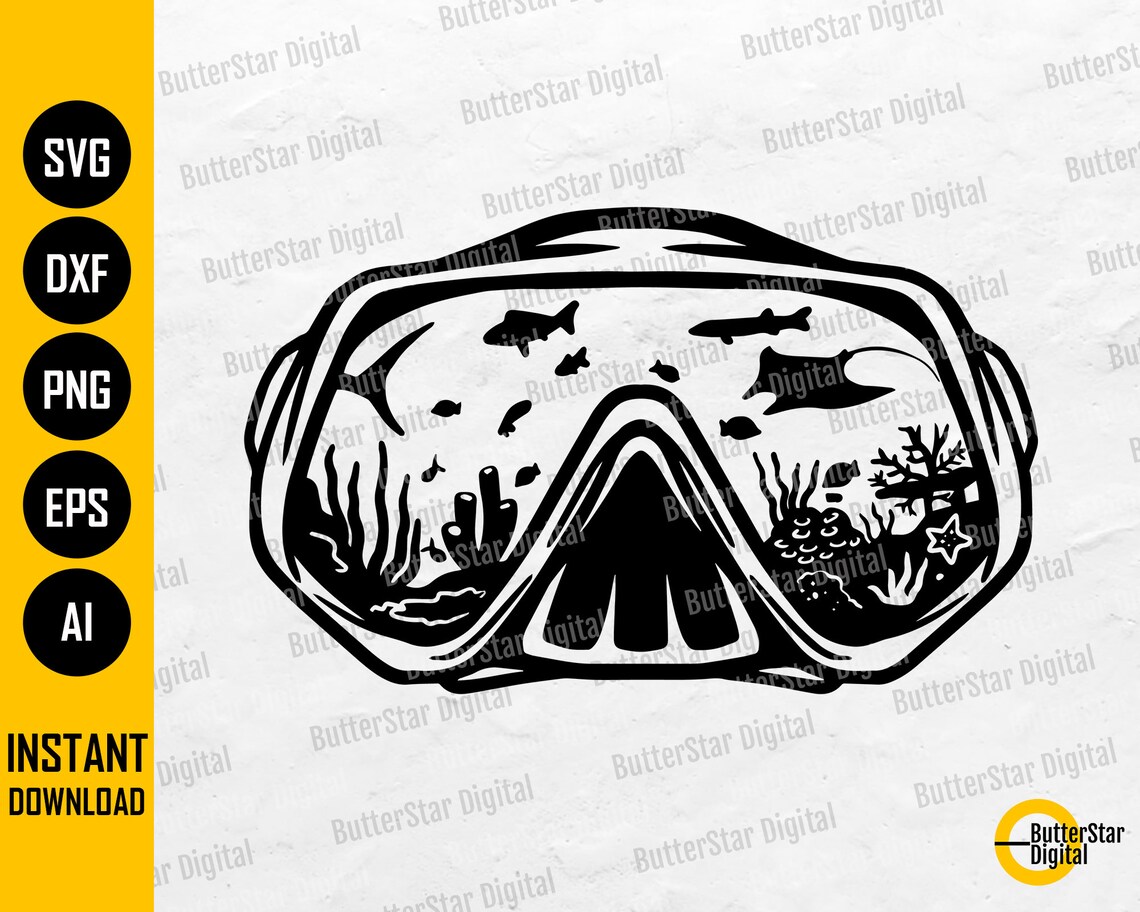 Scuba Diver Mask SVG Diving SVG Freediving SVG Dive | Etsy