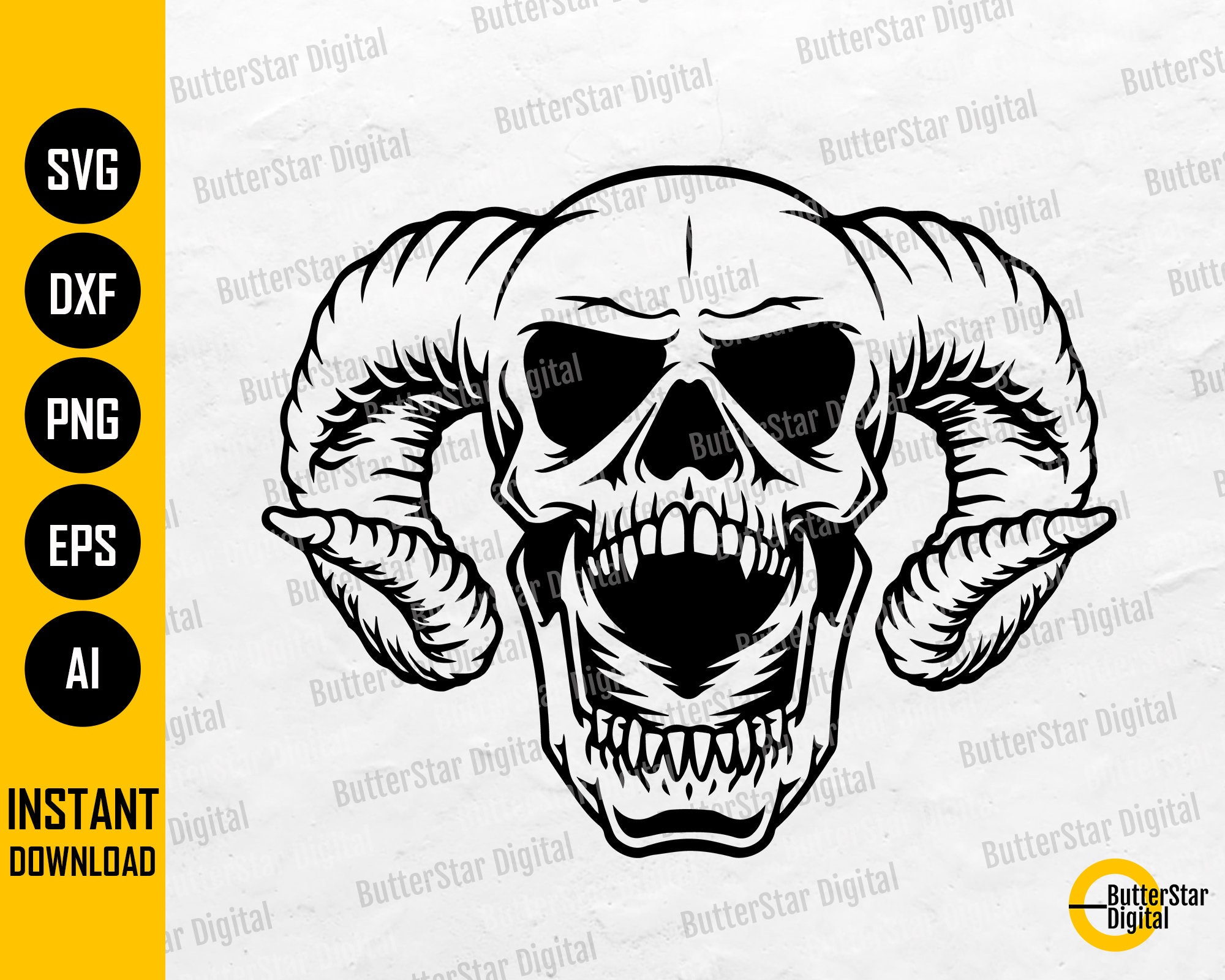 Skull With Ram Horns SVG Devil SVG Skeleton Demon Satanic - Etsy Canada