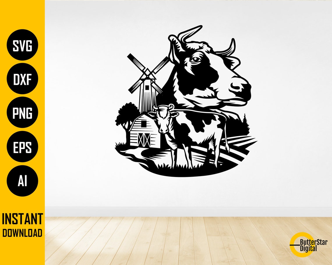 Cow SVG Cattle SVG Farm Animal Decal Wall Art T-shirt - Etsy