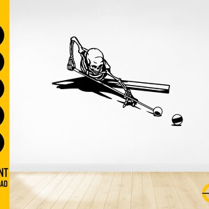 Skeleton Pool Player SVG | Cue Ball SVG | Billiards T-shirt Decal ...