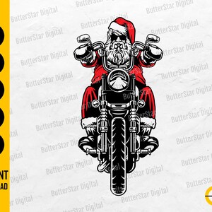 Biker Santa SVG | Cute Funny Christmas SVG | Cool Santa Claus Riding ...