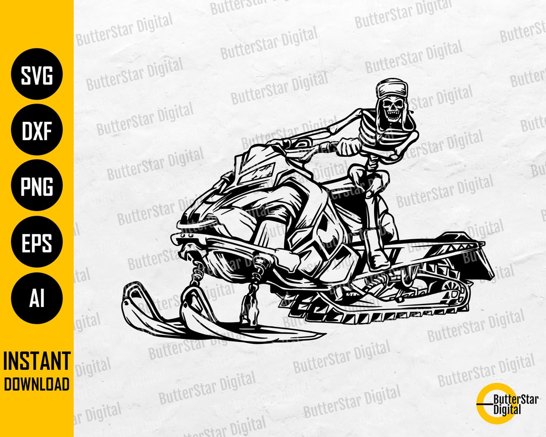 Snowmobile Skeleton SVG | Winter SVG | Snow Mobile Vehicle ...