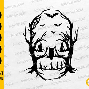 Spooky Tree Skull SVG | Halloween Wall Art Decal Sticker Vinyl Stencil ...