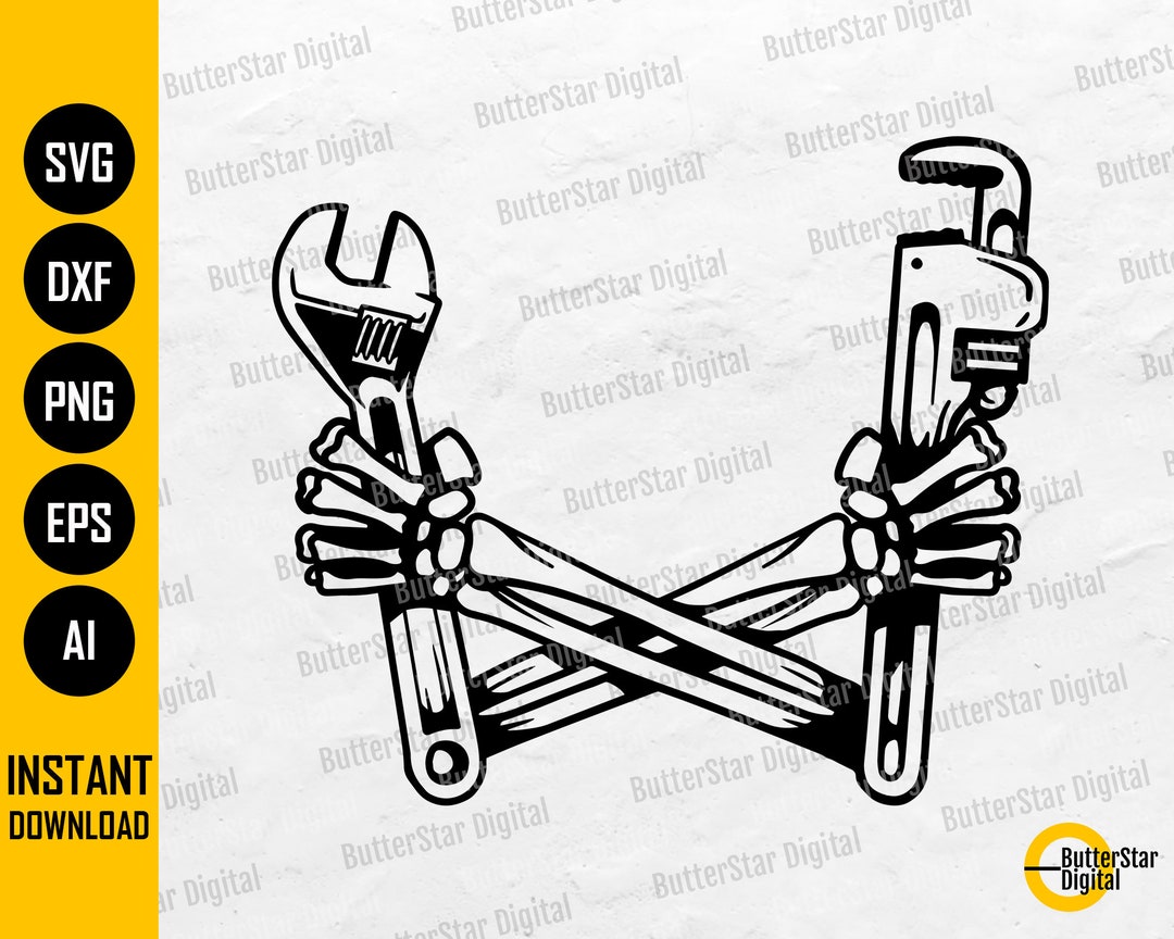 Skeleton Plumber Tools SVG | Crossed Bones SVG | Repair Fix ...